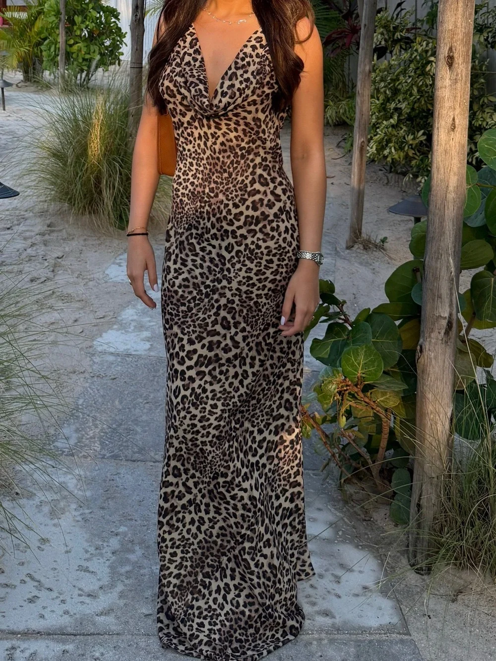 Reformation | Dresses | Reformation Leopard Print Cowl Neck Maxi Dress ...